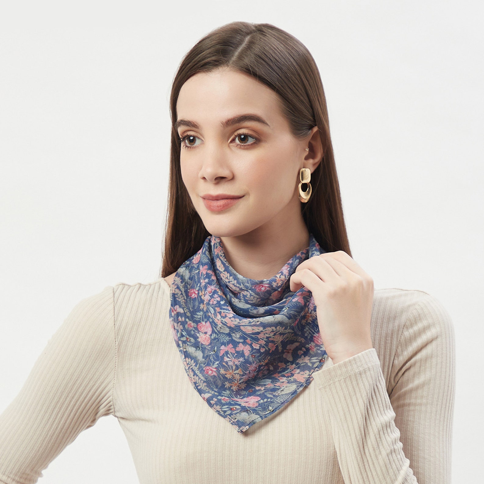 100% Silk Neckerchief, Neck Scarf, Multicolour, Square Scarf, Women's ...