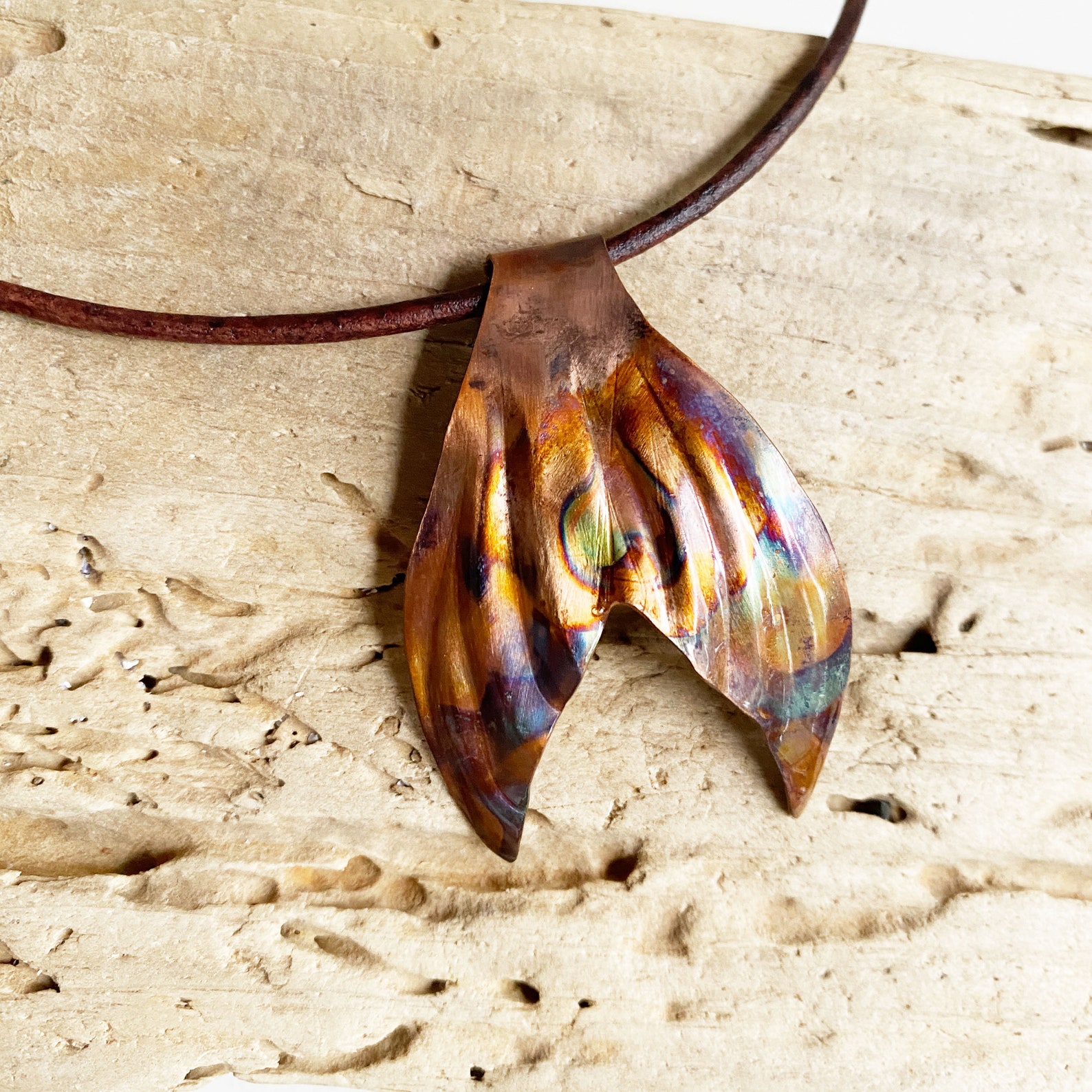 Copper Mermaid Tail Necklace Flame Painted Artisan Copper - Etsy