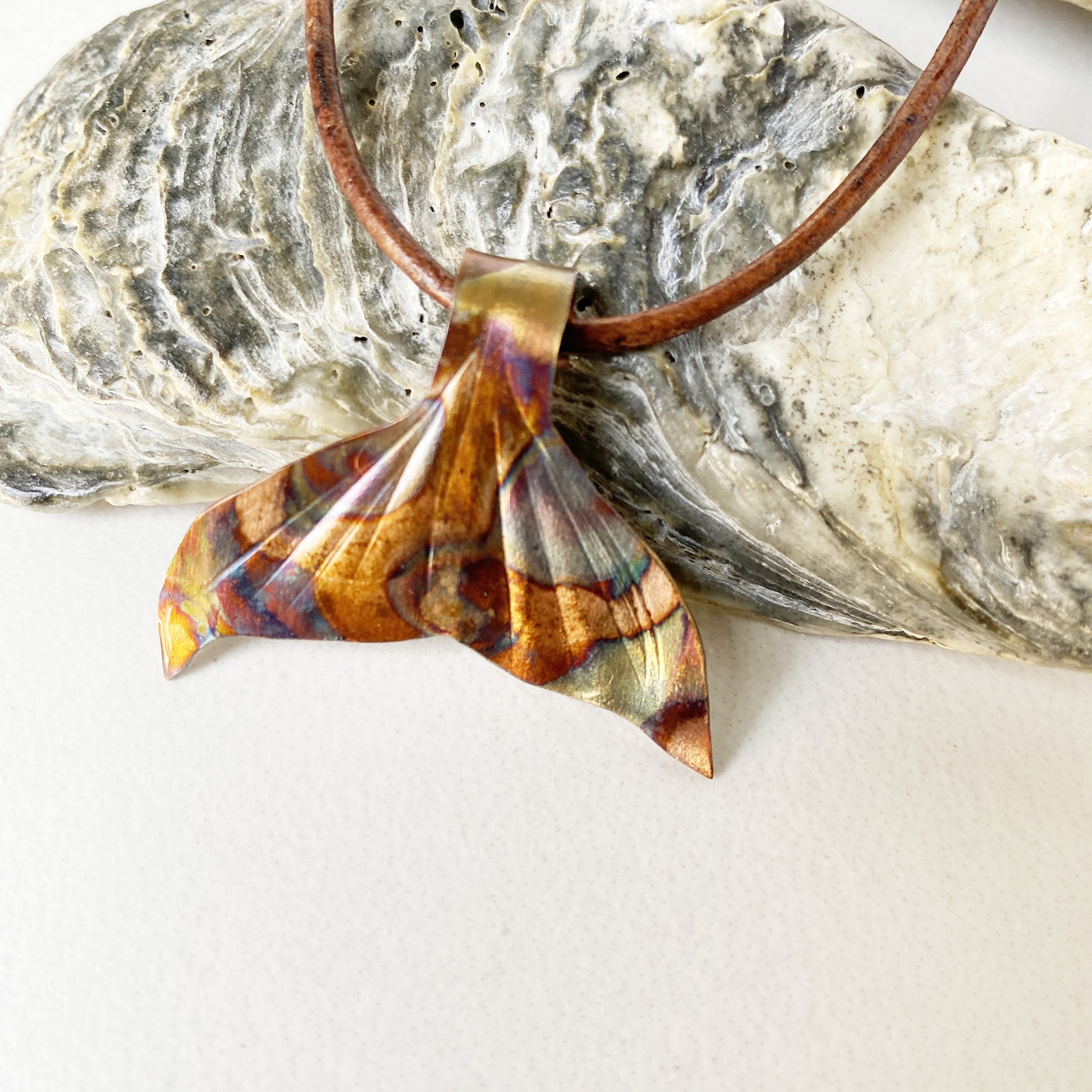 Bronze Fish Tail Necklace Whale Tail Pendant Surfer Jewelry | Etsy