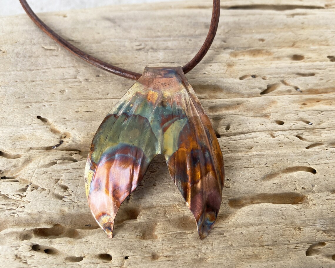 Copper Mermaid Tail Necklace Flame Painted Artisan Copper - Etsy