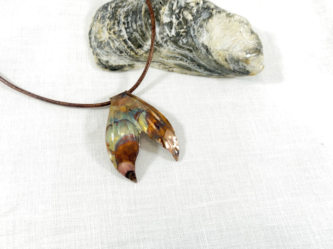 Copper Mermaid Tail Necklace Flame Painted Artisan Copper - Etsy