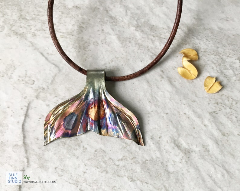 Bronze Fish Tail Necklace Whale Tail Pendant Surfer Jewelry | Etsy