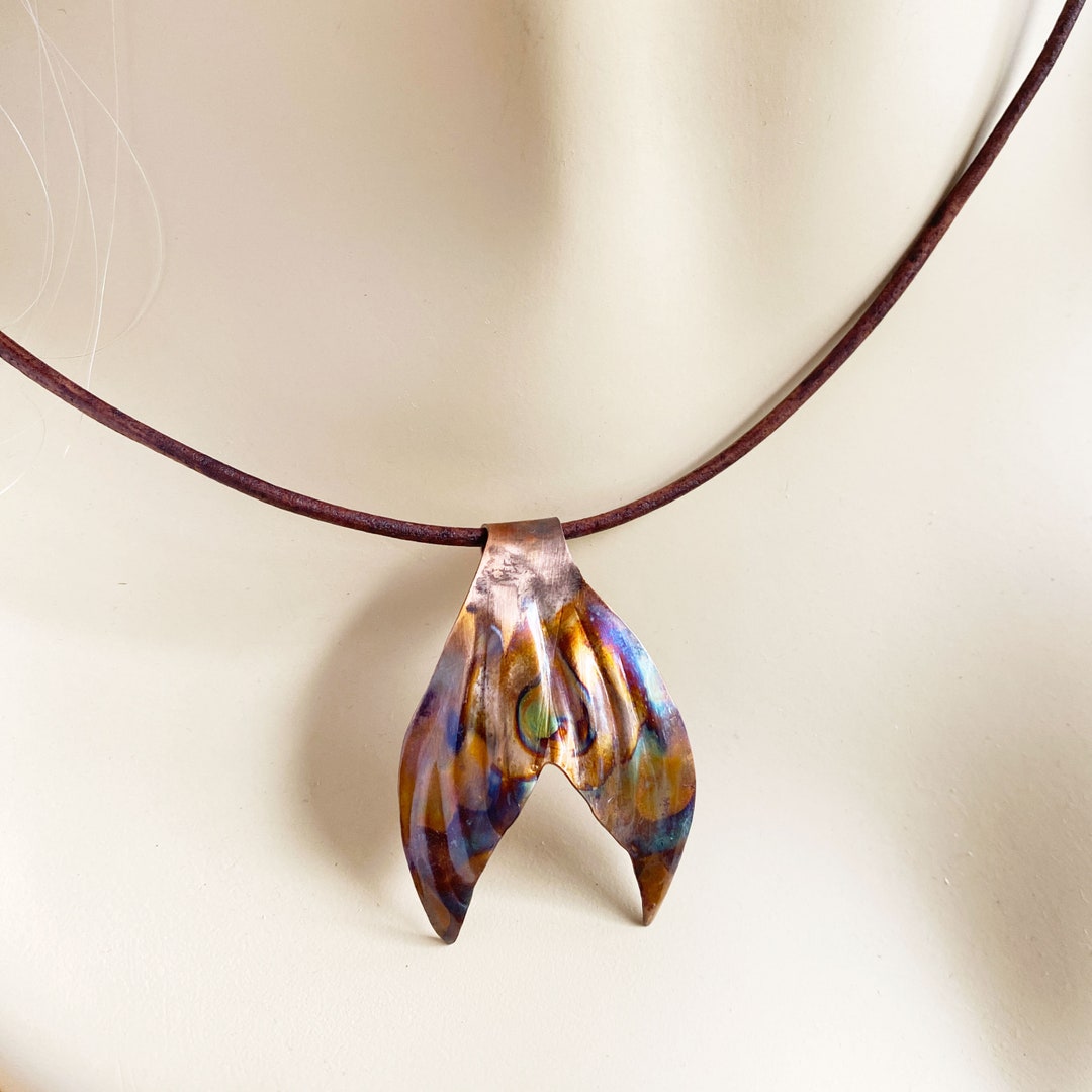 Copper Mermaid Tail Necklace Flame Painted Artisan Copper - Etsy