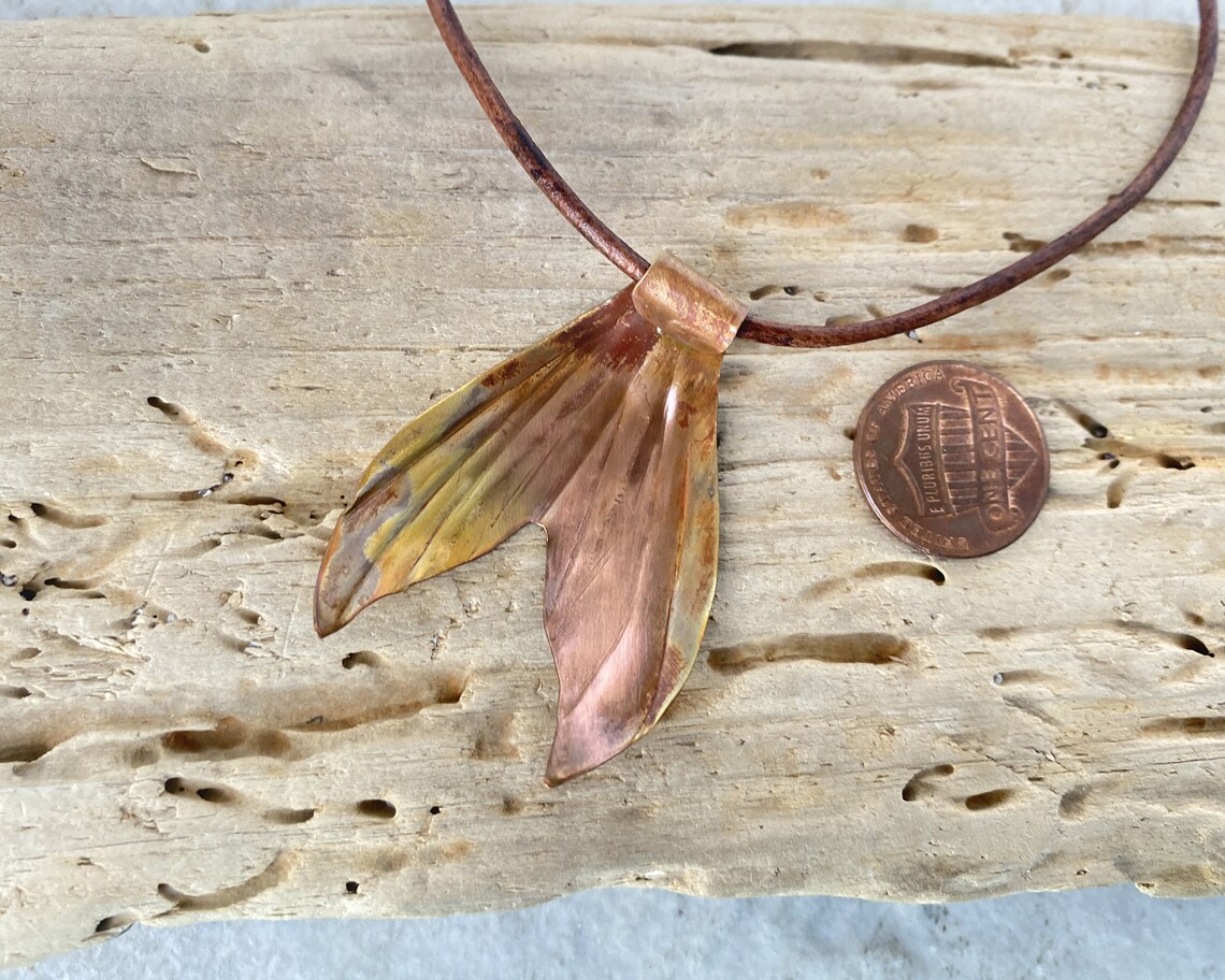 Copper Mermaid Tail Necklace Flame Painted Artisan Copper - Etsy