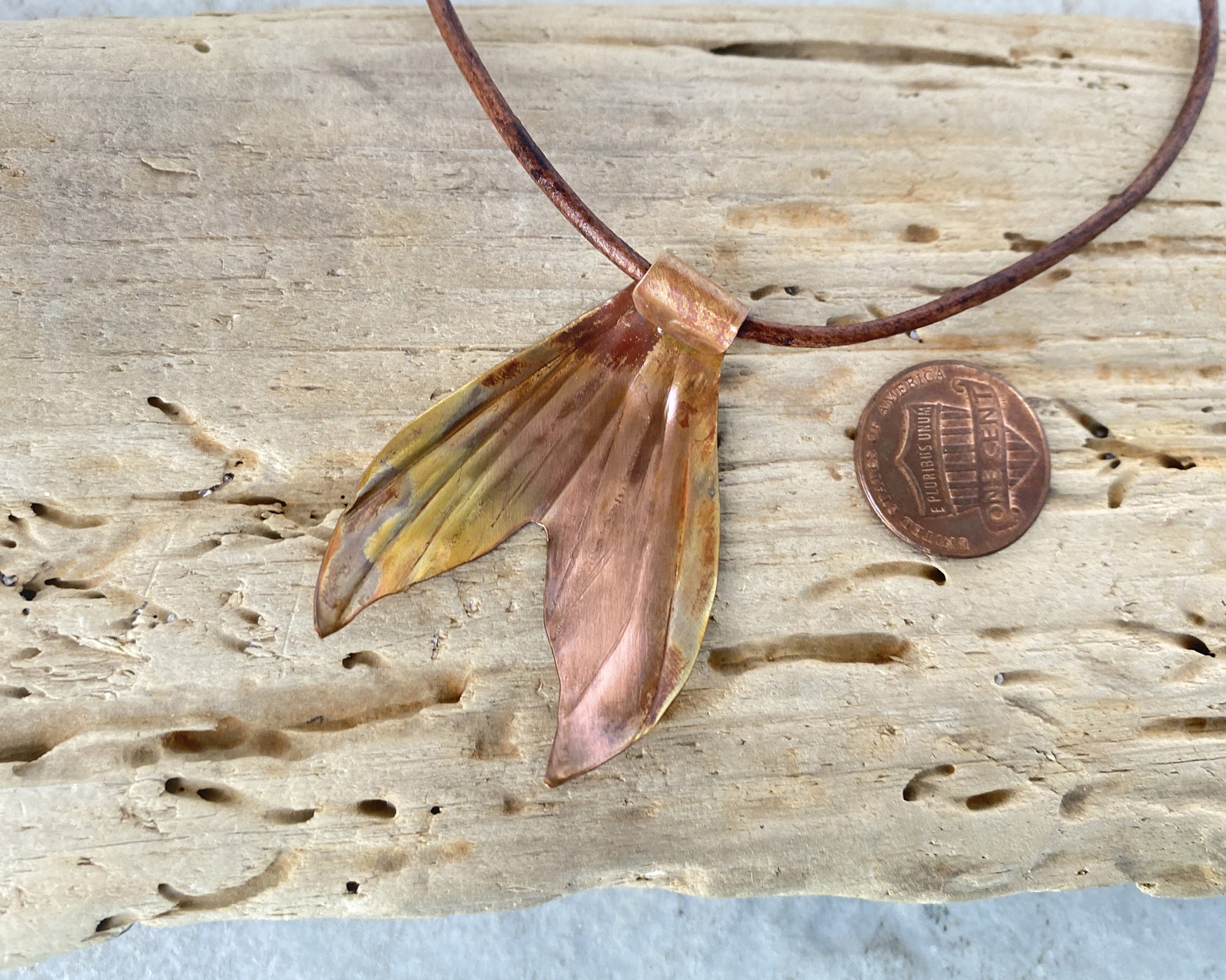 Copper Mermaid Tail Necklace Flame Painted Artisan Copper - Etsy