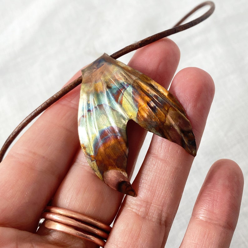 Copper Mermaid Tail Necklace Flame Painted Artisan Copper - Etsy