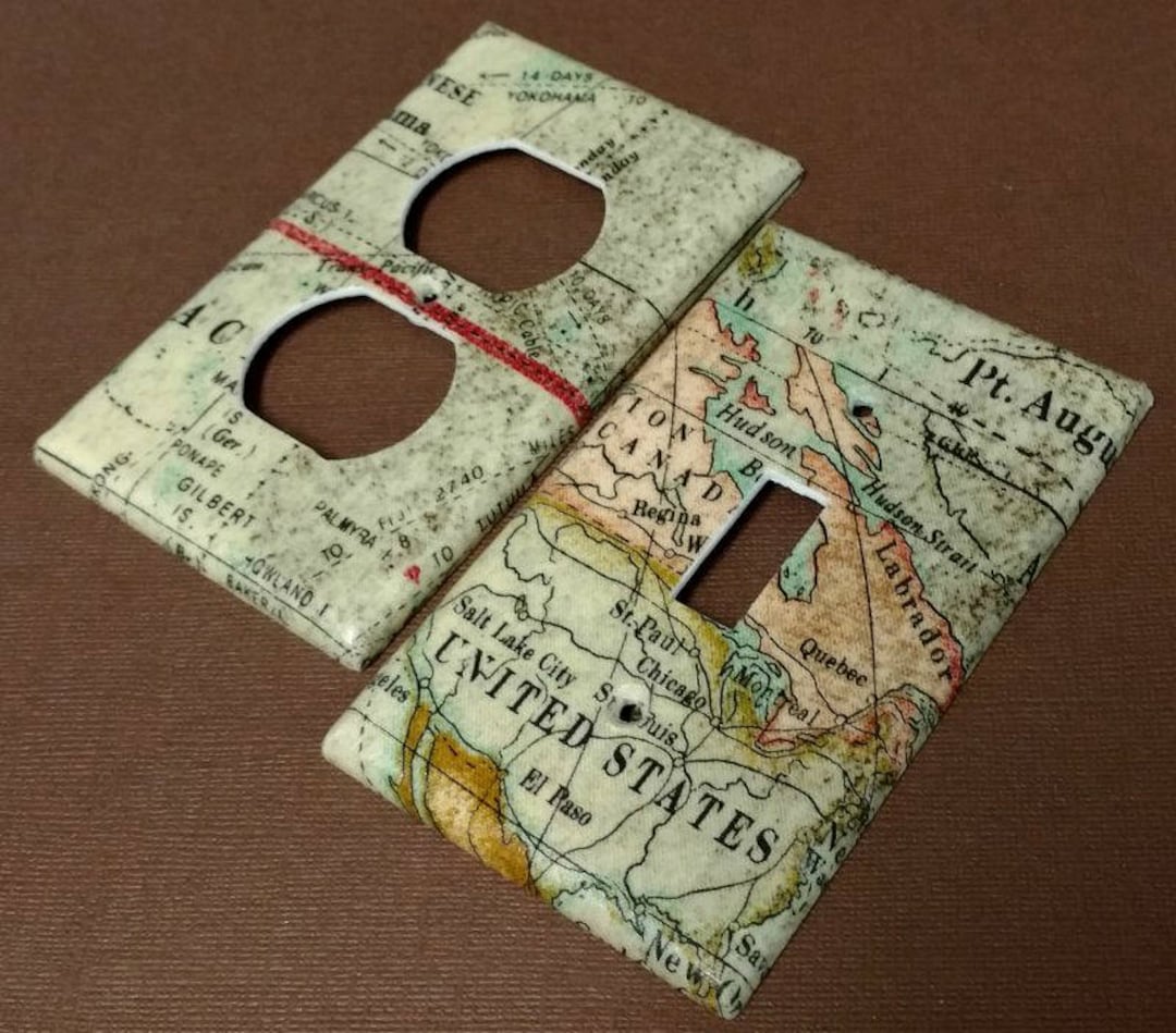 World Map Atlas Nautical Light Switch Covers Outlet Covers - Etsy