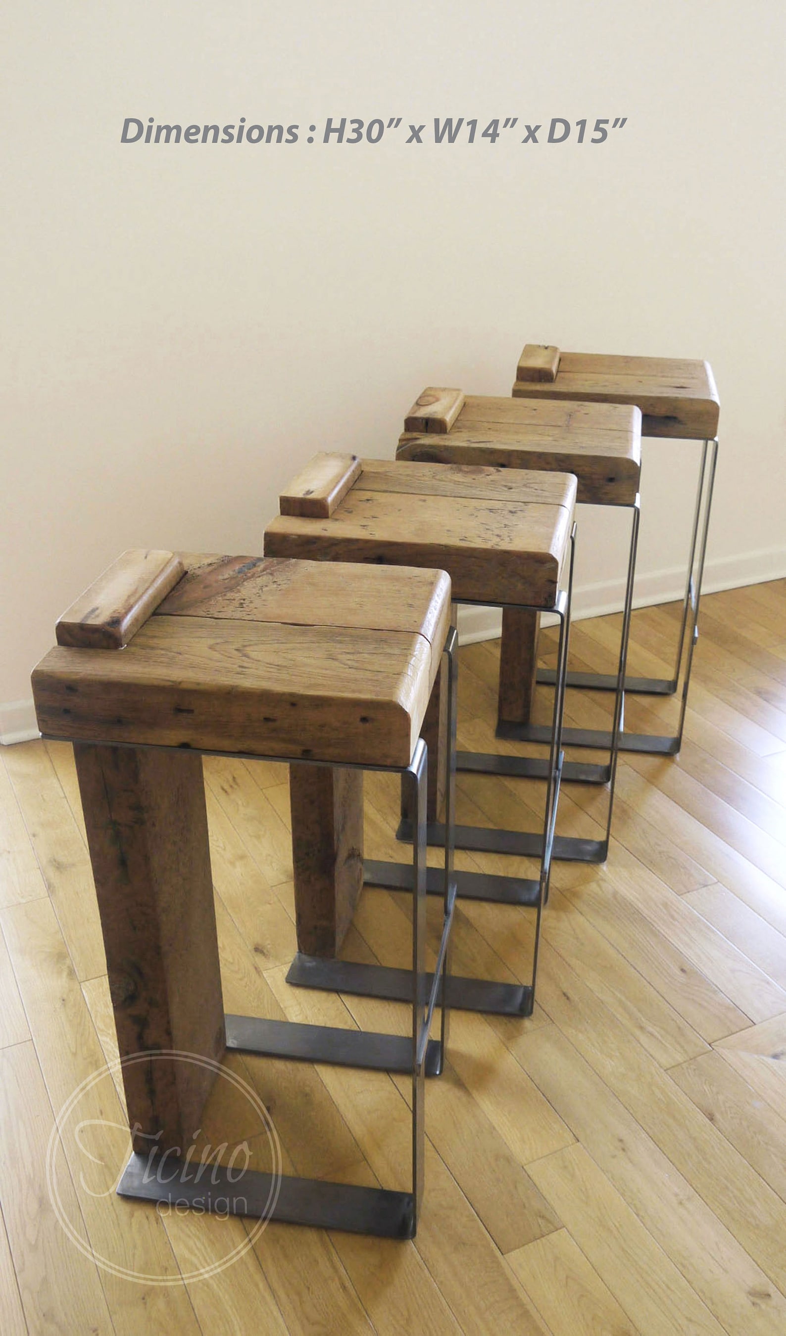 Bar Stool Wooden. Rustic Bar Stool. Kitchen Bar Stools. Reclaimed Wood. Metal Bar Stool ...