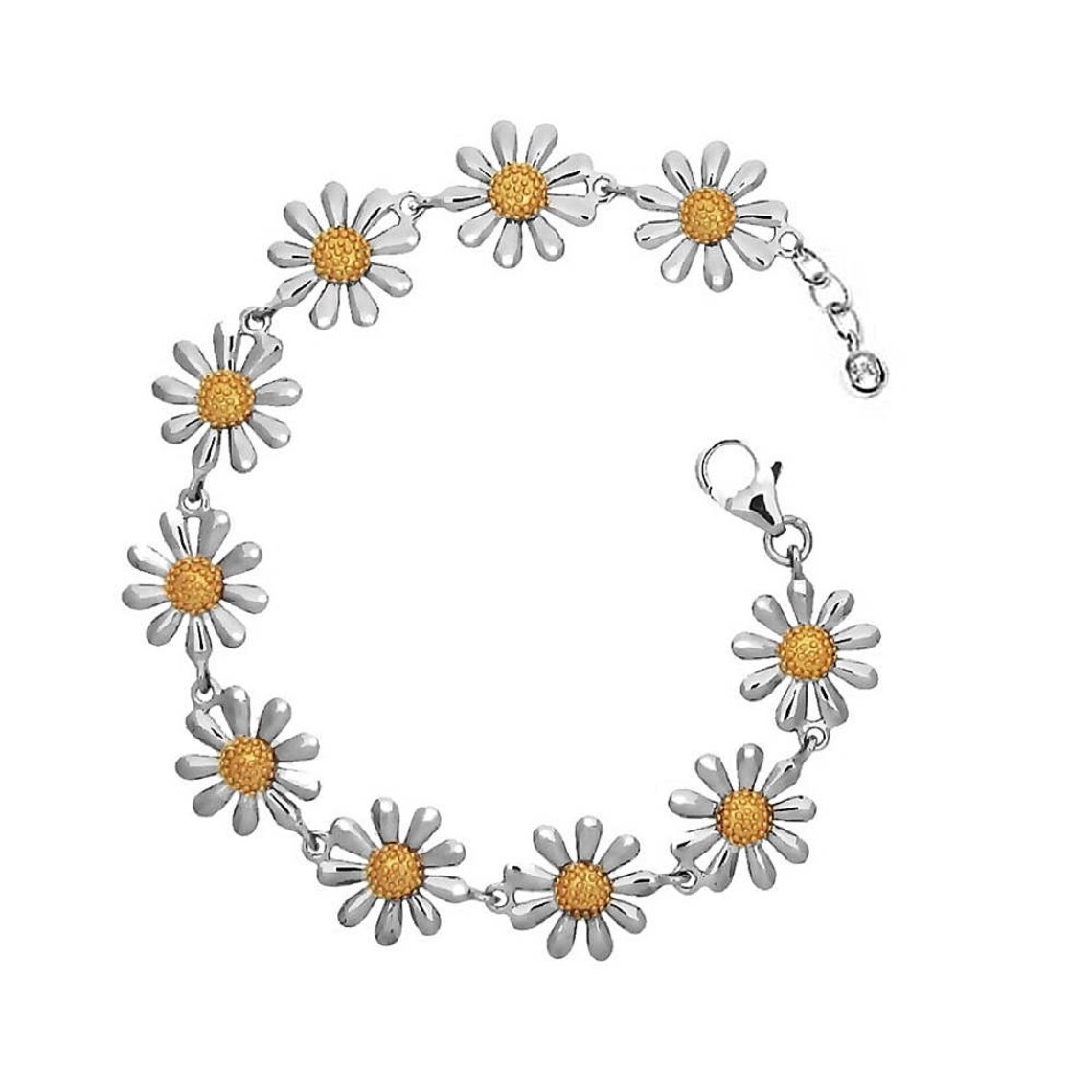 Silver Daisy Bracelet Handmade in 925 Silver With 18ct Gold - Etsy