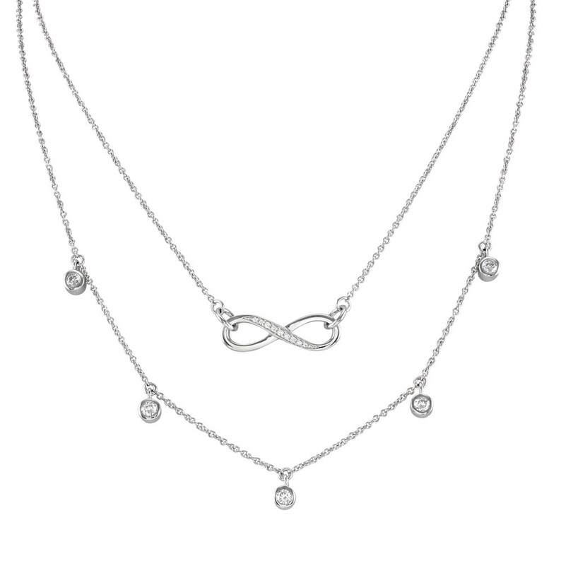 Layered Necklaces Silver Infinity Symbol With CZ Diamonds - Etsy UK
