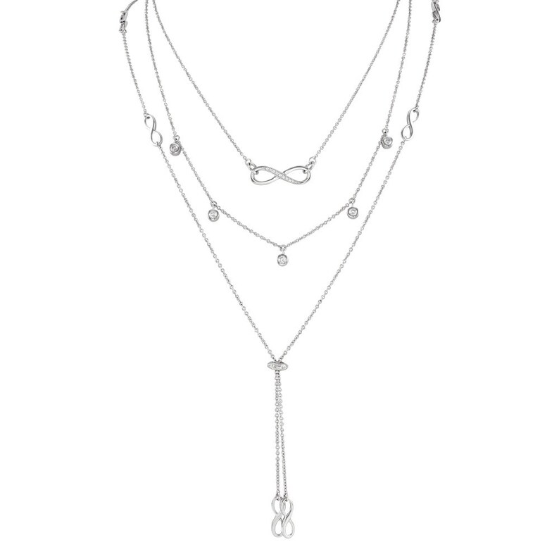 Layered Necklaces Silver Infinity Symbol With CZ Diamonds - Etsy UK