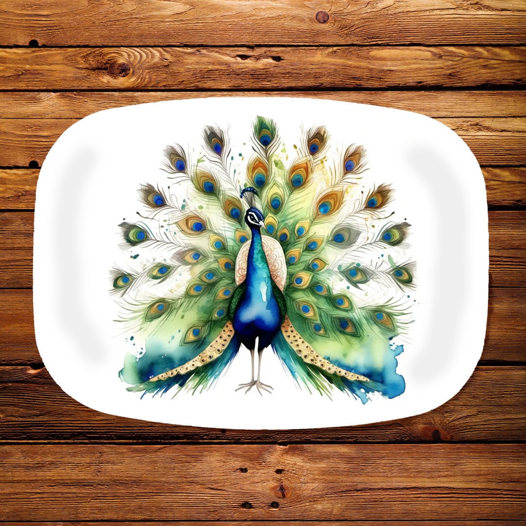10 X 14 Unbreakable Serving Platter, Peacock - Etsy