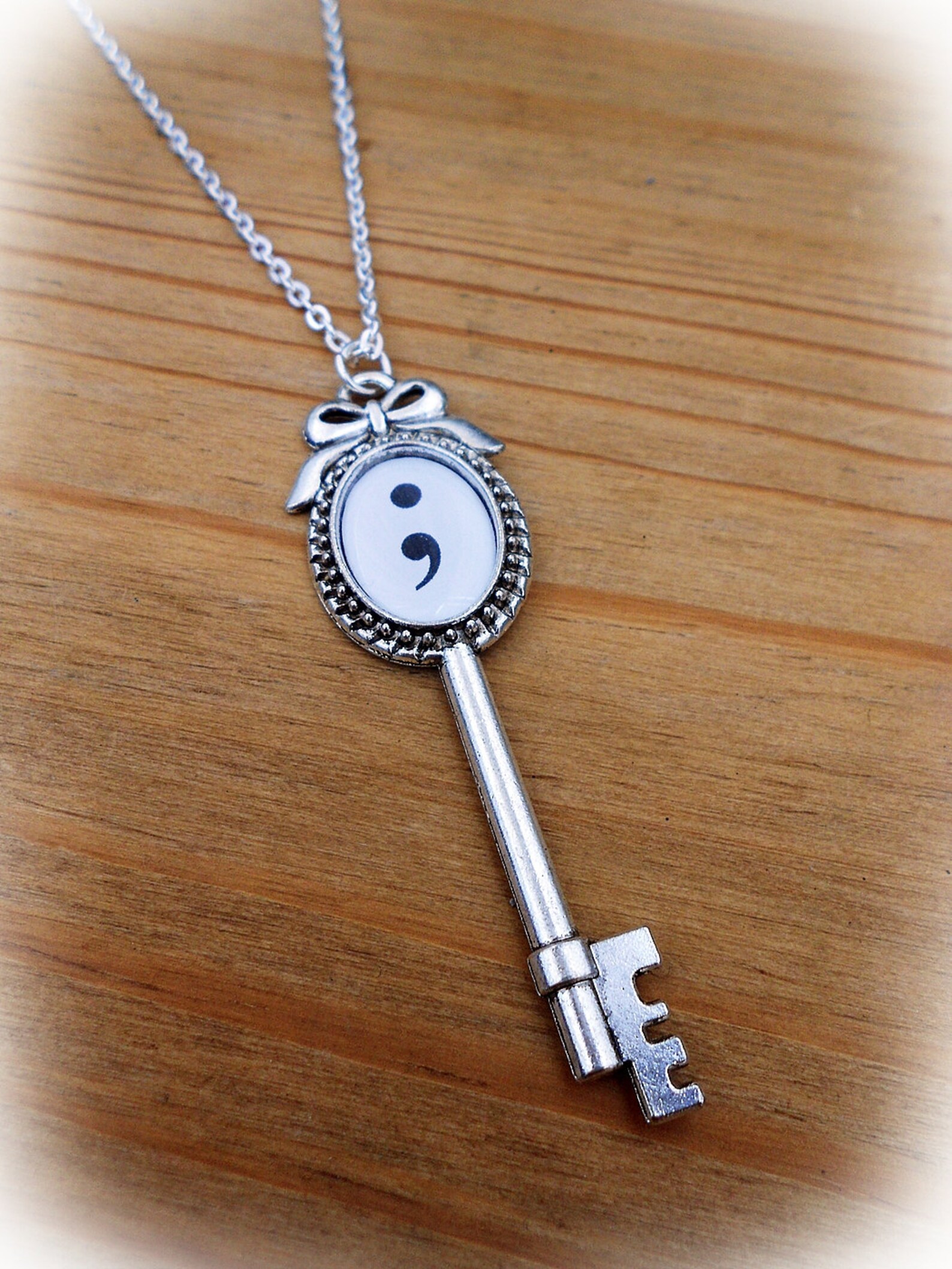 Mental Health Semi Colon Key to Recovery Necklace - Etsy