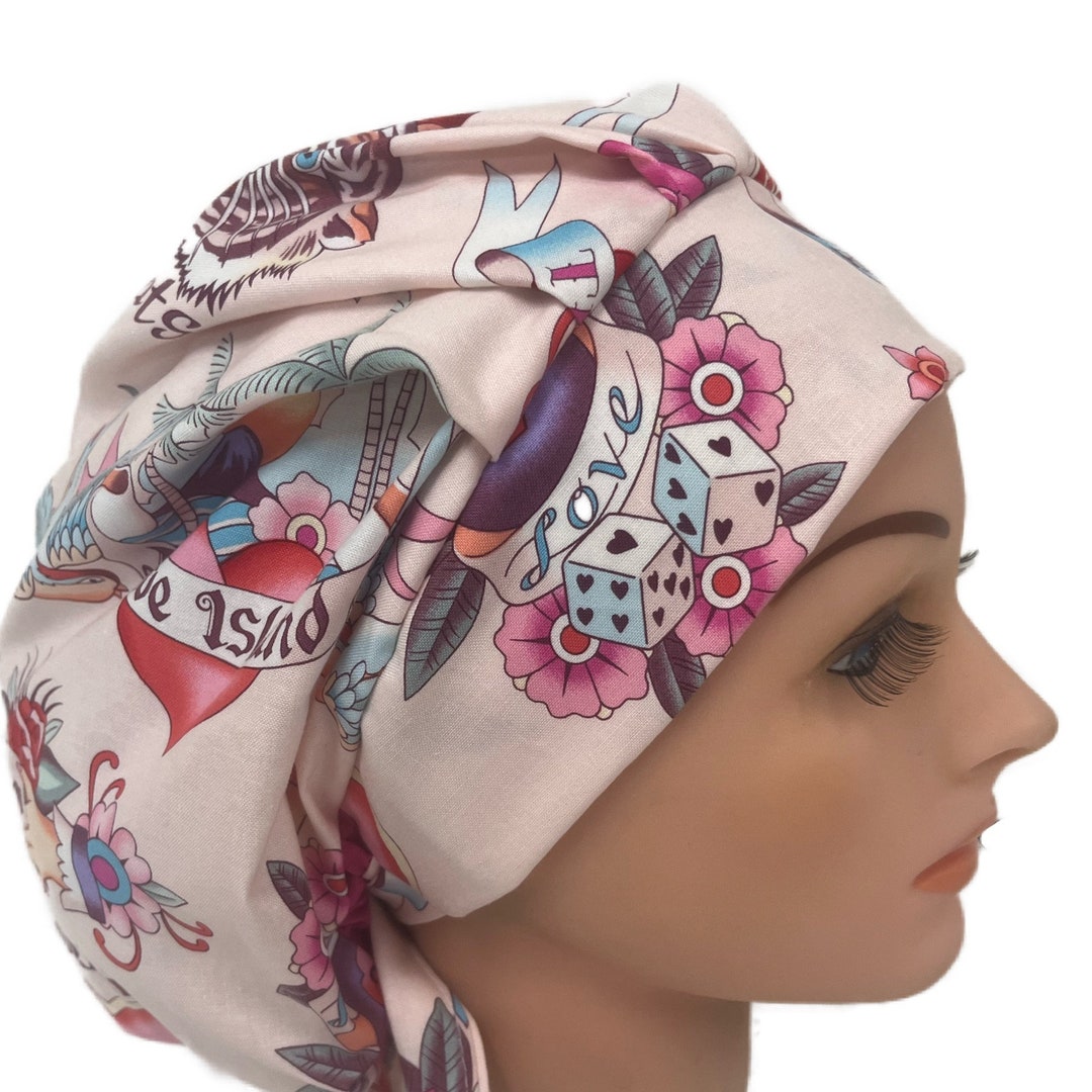 Scrub Surgical Cap True Love Tattoos Medical Hat With Style, Bow ...