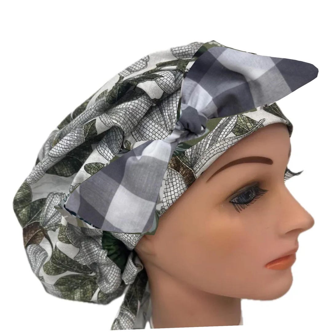 Neutral Scrub Medical Cap Surgical Hat Magnolias Bouffant Natural - Etsy