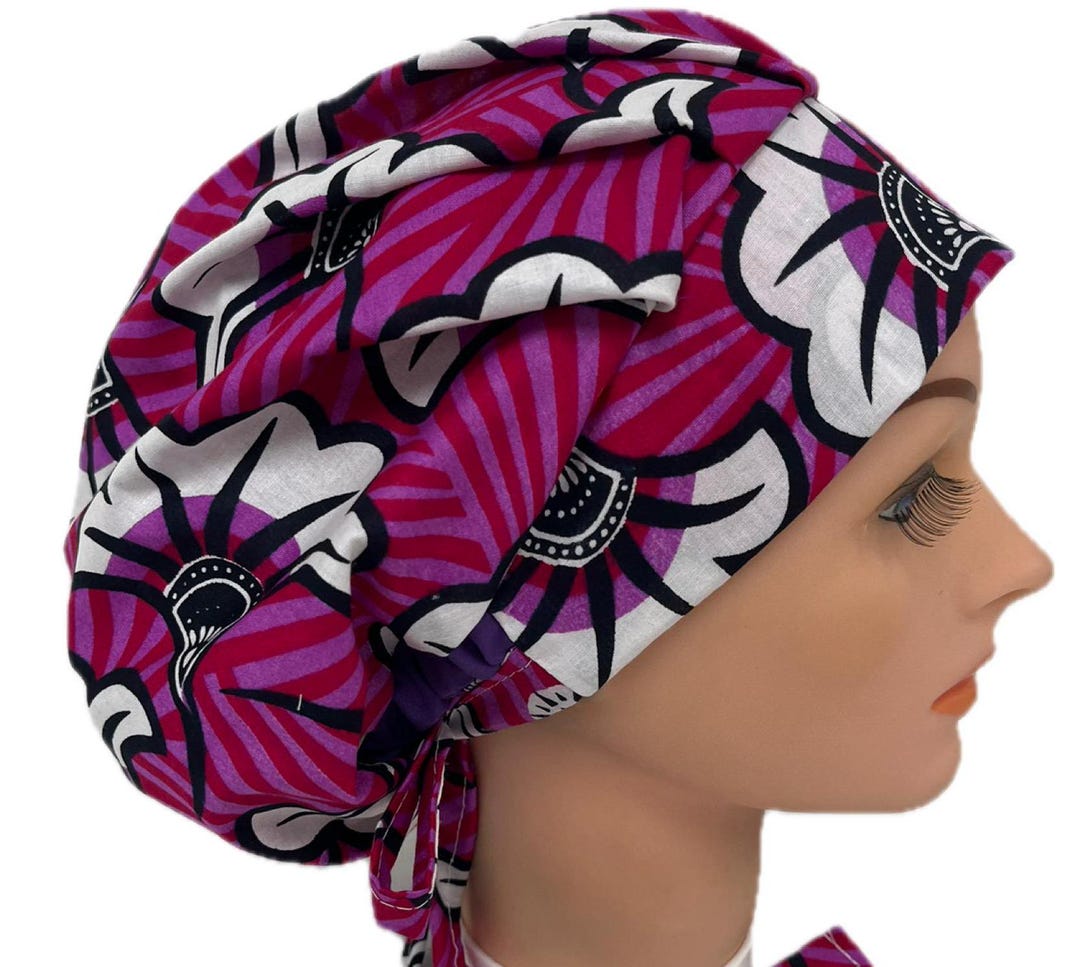 Scrub Surgical Pops of Pink Hat Medical Cap With Style, Bow & Satin ...