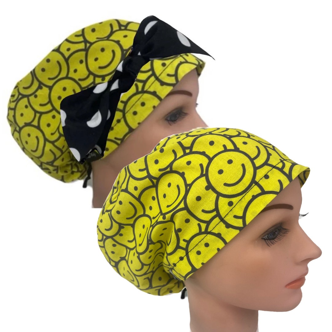 Surgical Scrub Smiley Hat Medical Cap in Vintage Inspired Smile Face ...