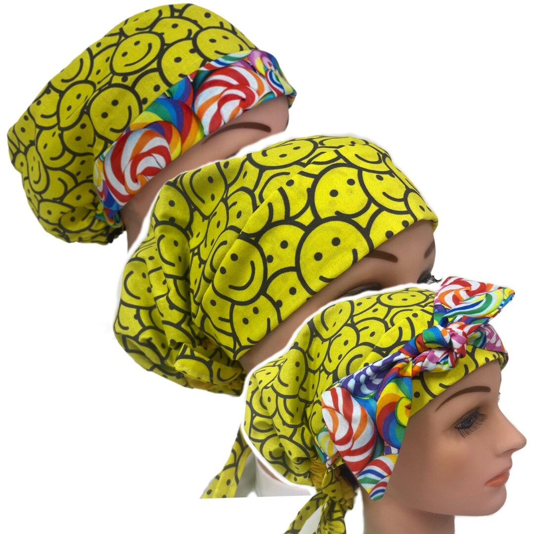 Scrub Medical Vintage Inspired Cap Surgical Hat With Emoji, Happy ...