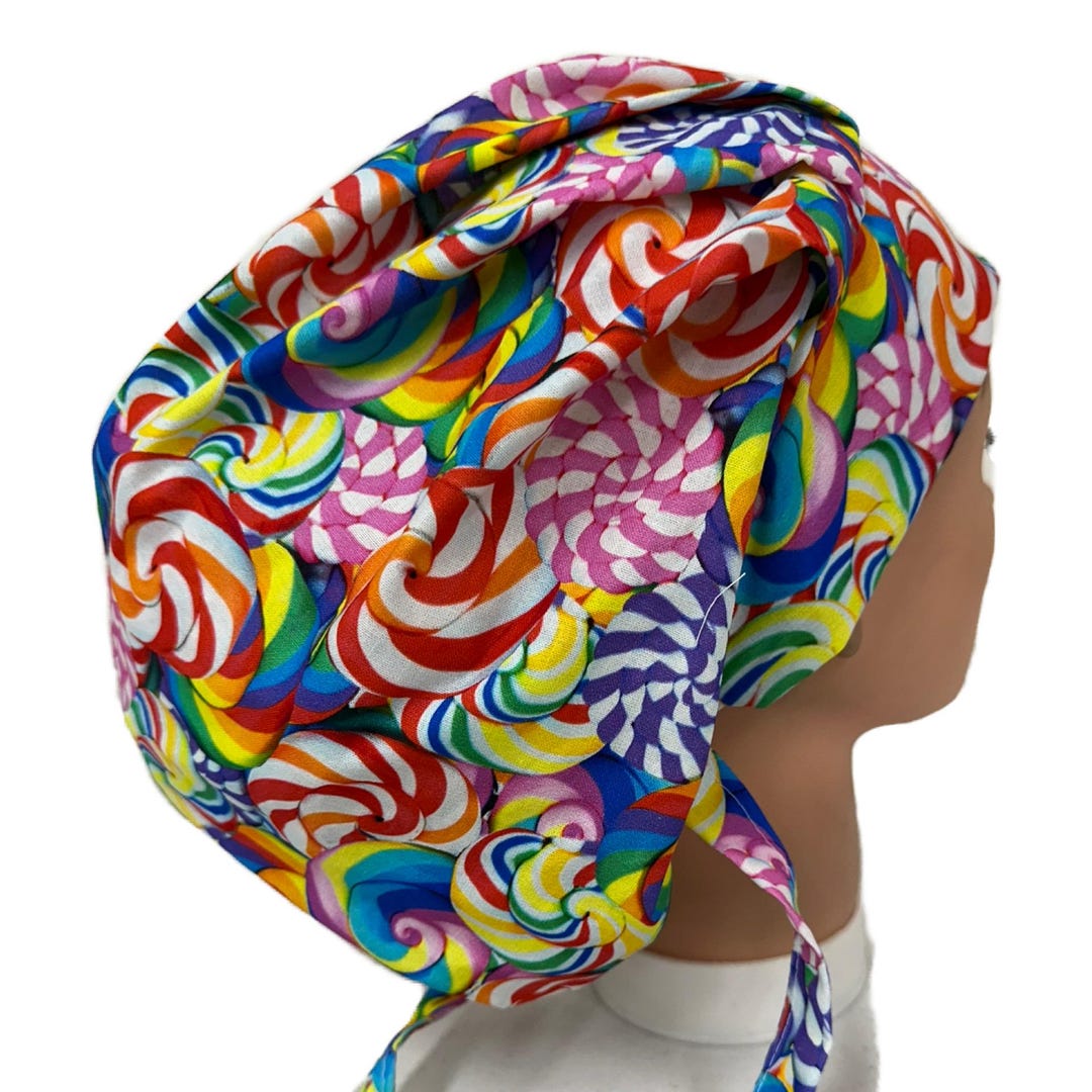 Vintage Scrub Surgical Cap Medical Hat in Bouffant Lollipop Candy LAST ...