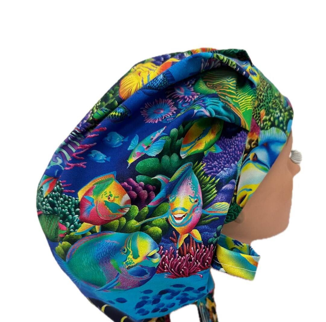 Fish Scrub Cap / Surgical Medical Hat / Coral Reef - Etsy