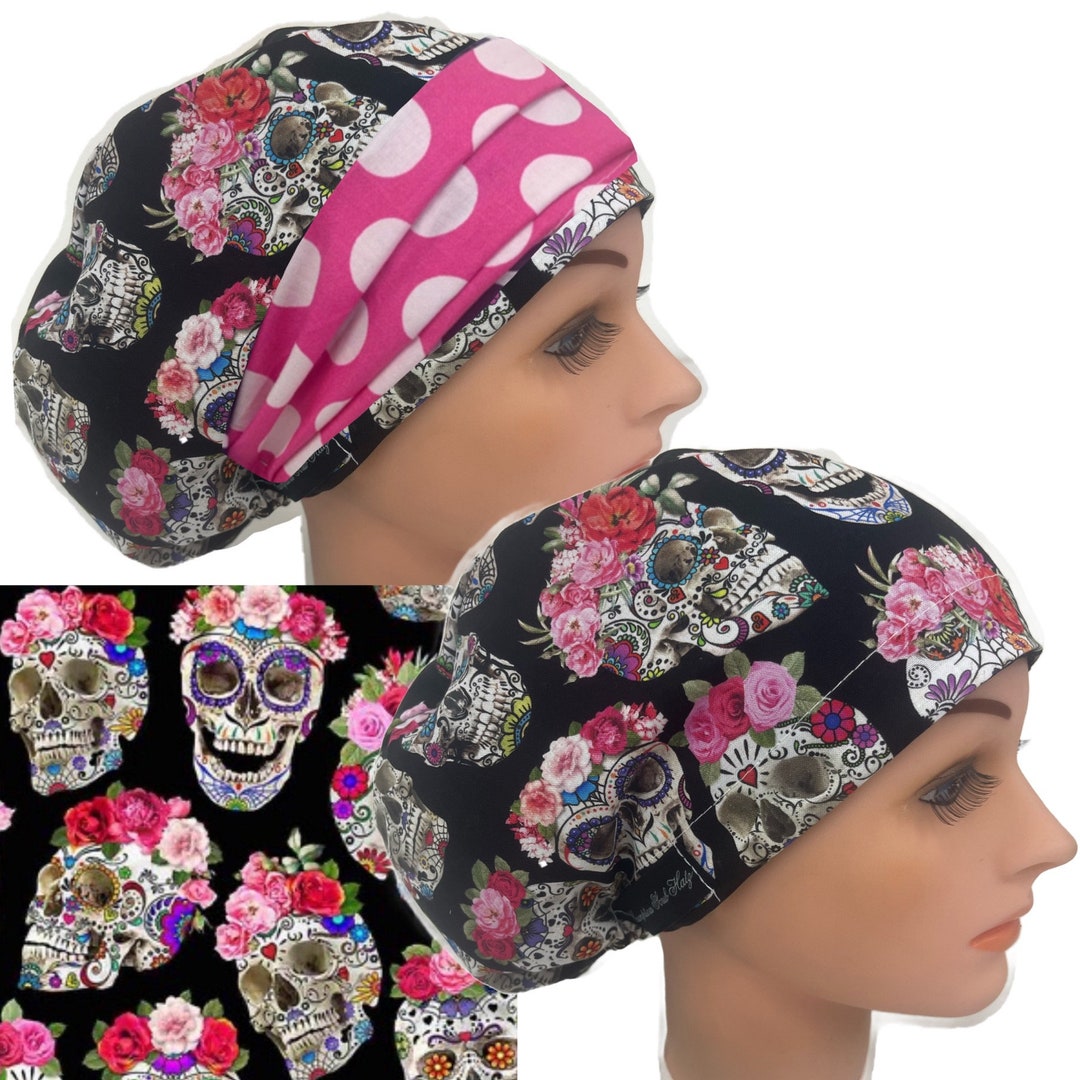 Surgical Scrub Cap Sumptuous Sugar Skulls With Floral Crown Medical Hat ...