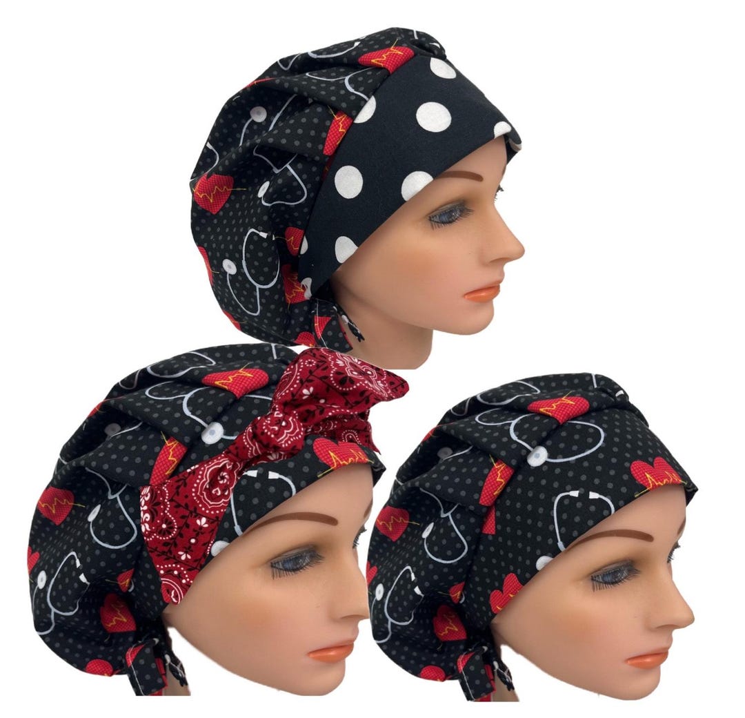 Surgical Scrub Cap Medical Hat EKG Heartbeats Stethoscopes - Etsy