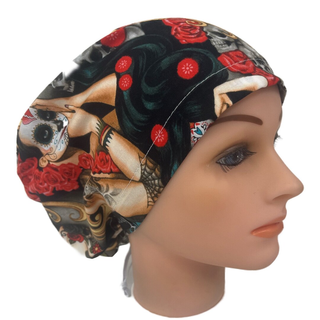 Surgical Scrub Hat Elegantes Medical Cap, Gothic, Tattoos, Day of the ...