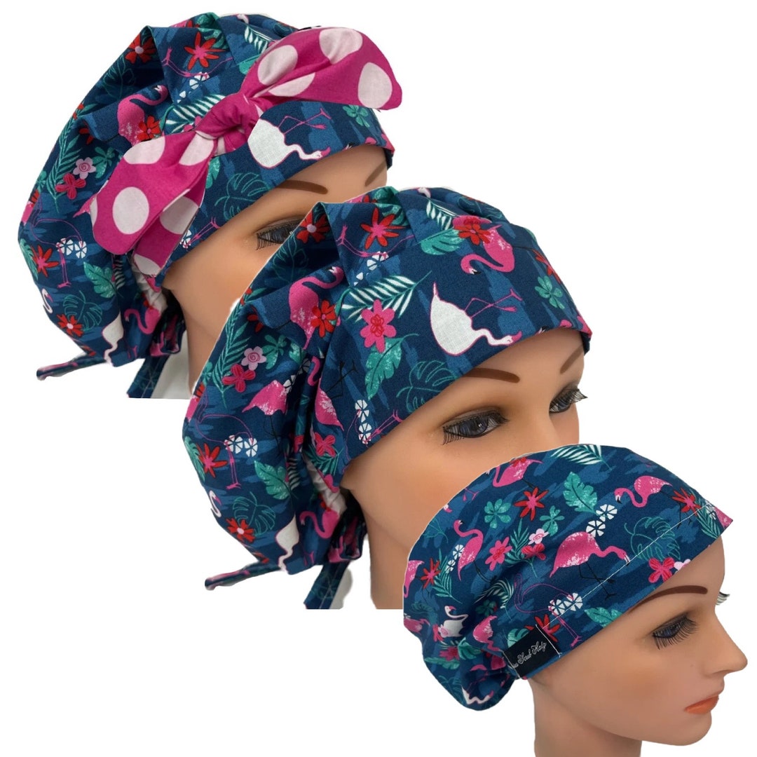 Summer Surgical Scrub Hat Medical Cap / Bow Satin Lined Option / Style ...