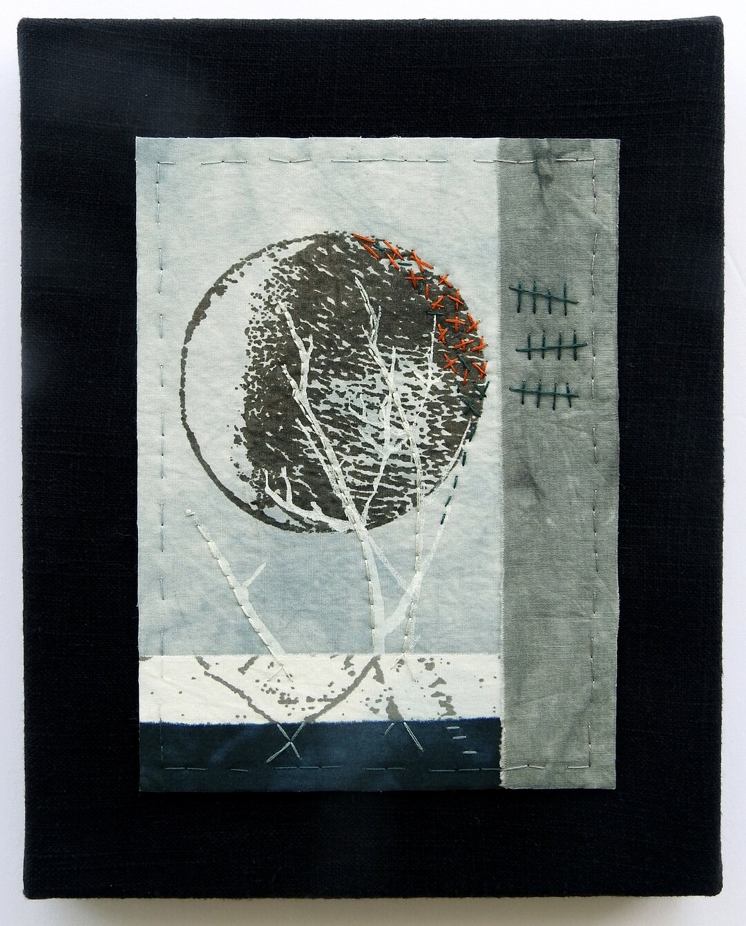 Tree Collage With Planet Blue Gray Hand-dyed Fabrics - Etsy