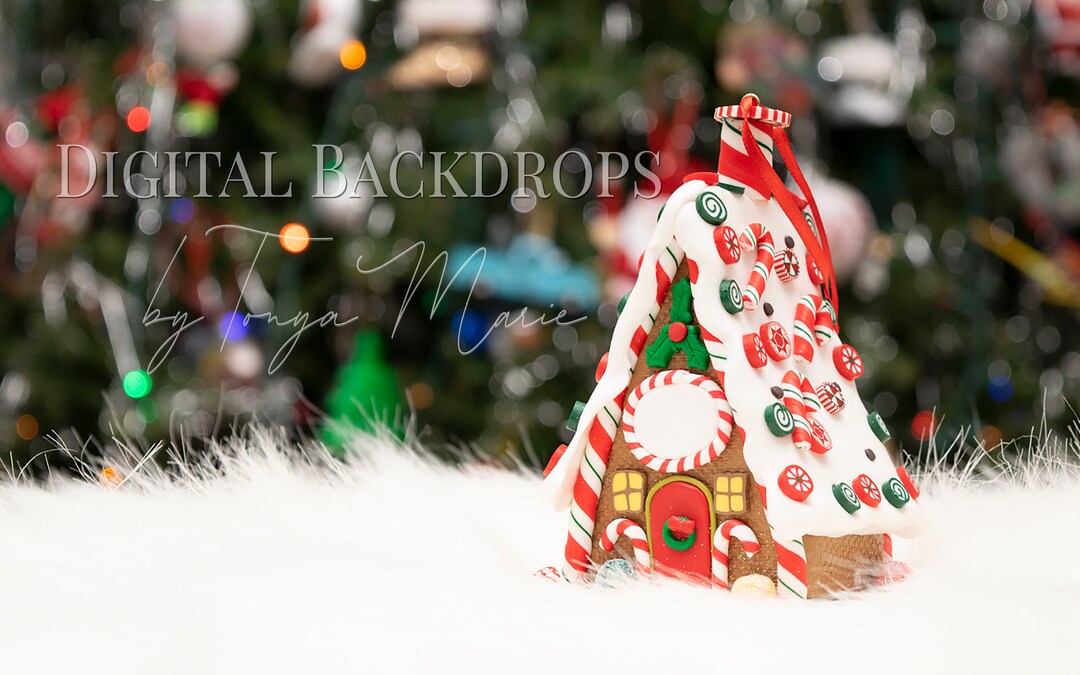 Christmas Digital Backdrop - Gingerbread House Christmas Fun Winter ...