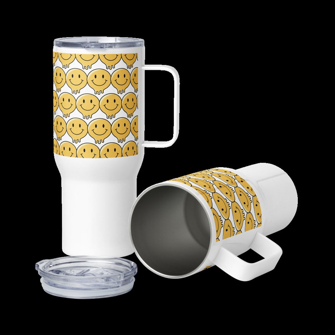 Smiley Face Travel Mug With a Handle - Etsy