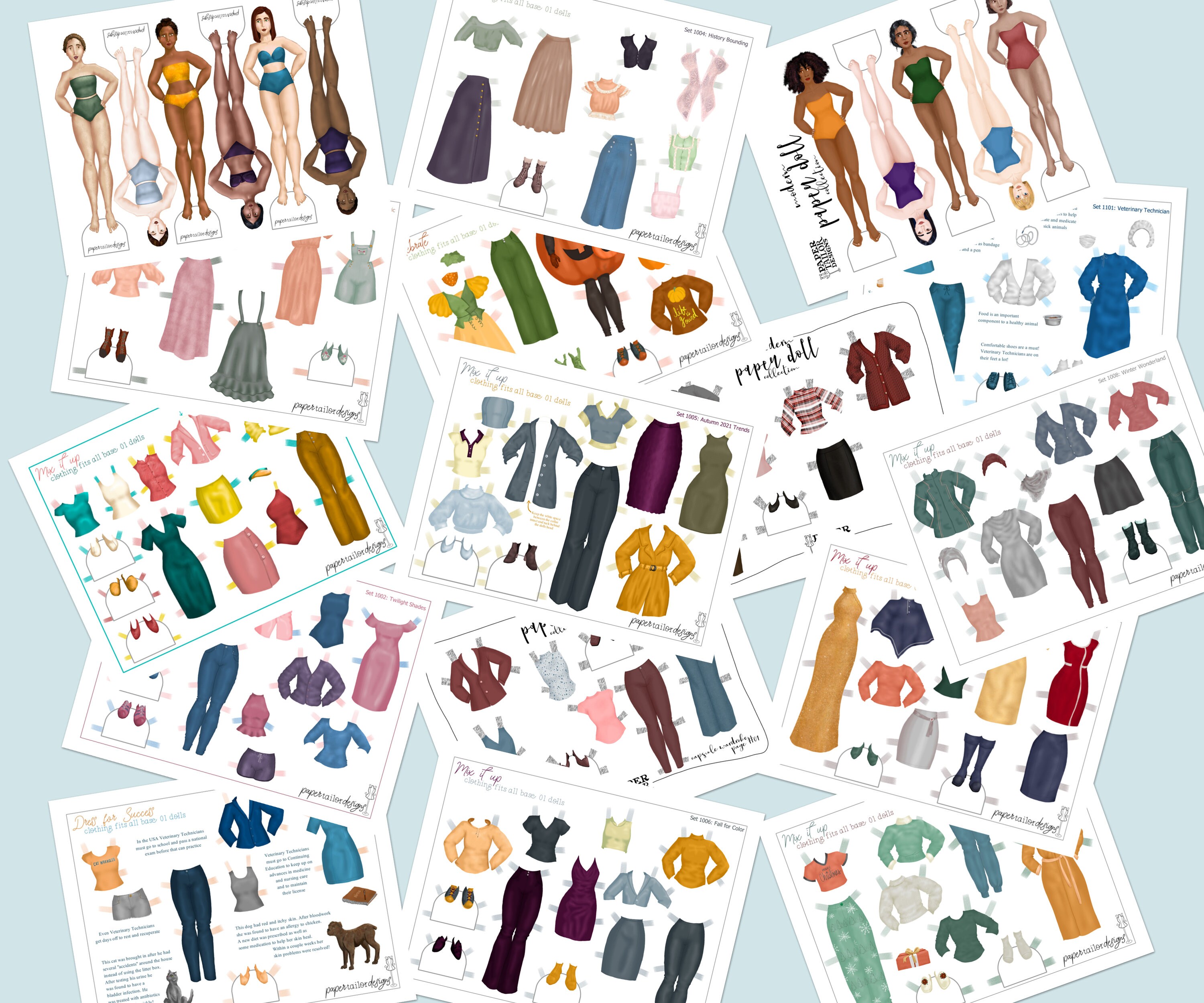Modern Fashions Paper Doll Bundle 11 Dolls 50+ Outfits - Etsy