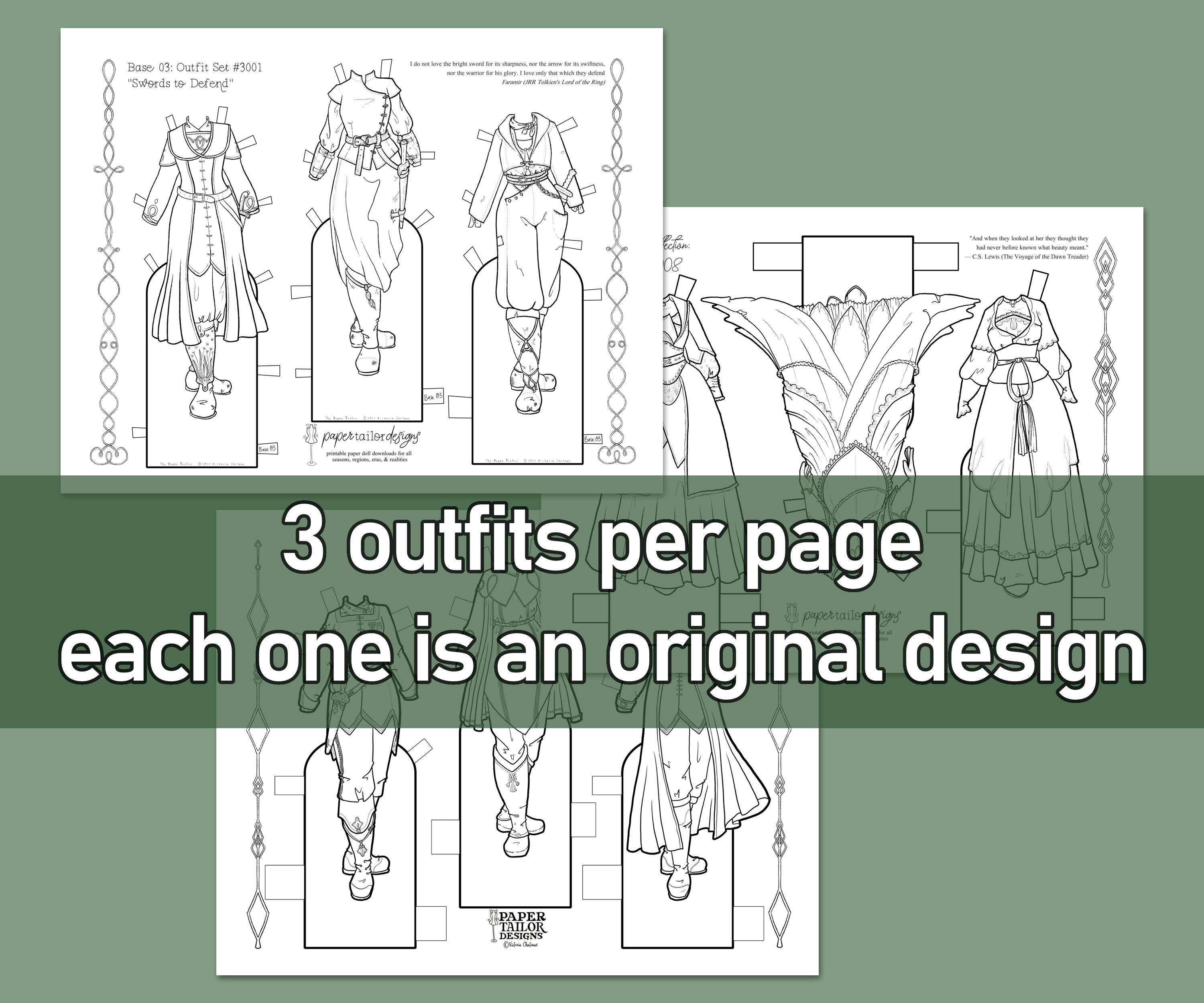 Fantasy Fashions Paper Doll Bundle 6 Dolls 48 Outfits - Etsy