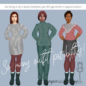 Winter Wonderland Paper Doll Clothes Printable Full Color Modern ...