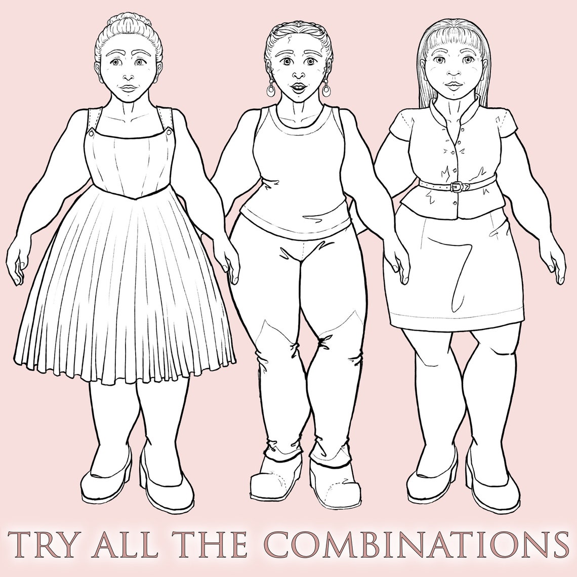 Paper Doll Clothes Printable Coloring Page With Outfits Curvy Fashion ...