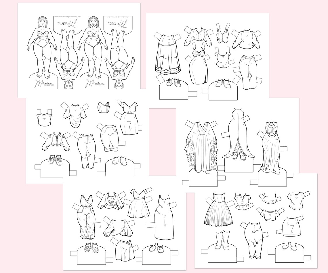 Minerva Collection Paper Doll Bundle - 4 Dolls 5 Outfit Pages - Digital ...