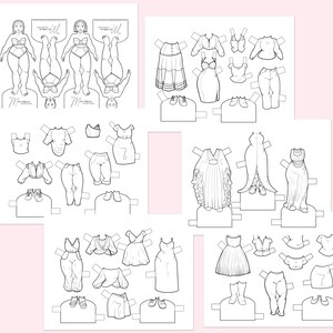 Minerva Collection Paper Doll Bundle - 4 Dolls 5 Outfit Pages - Digital ...