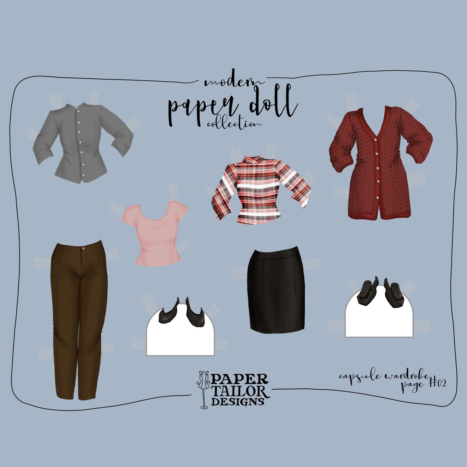 Paper Doll Capsule Wardrobe - Full Color Modern Outfits - Digital ...