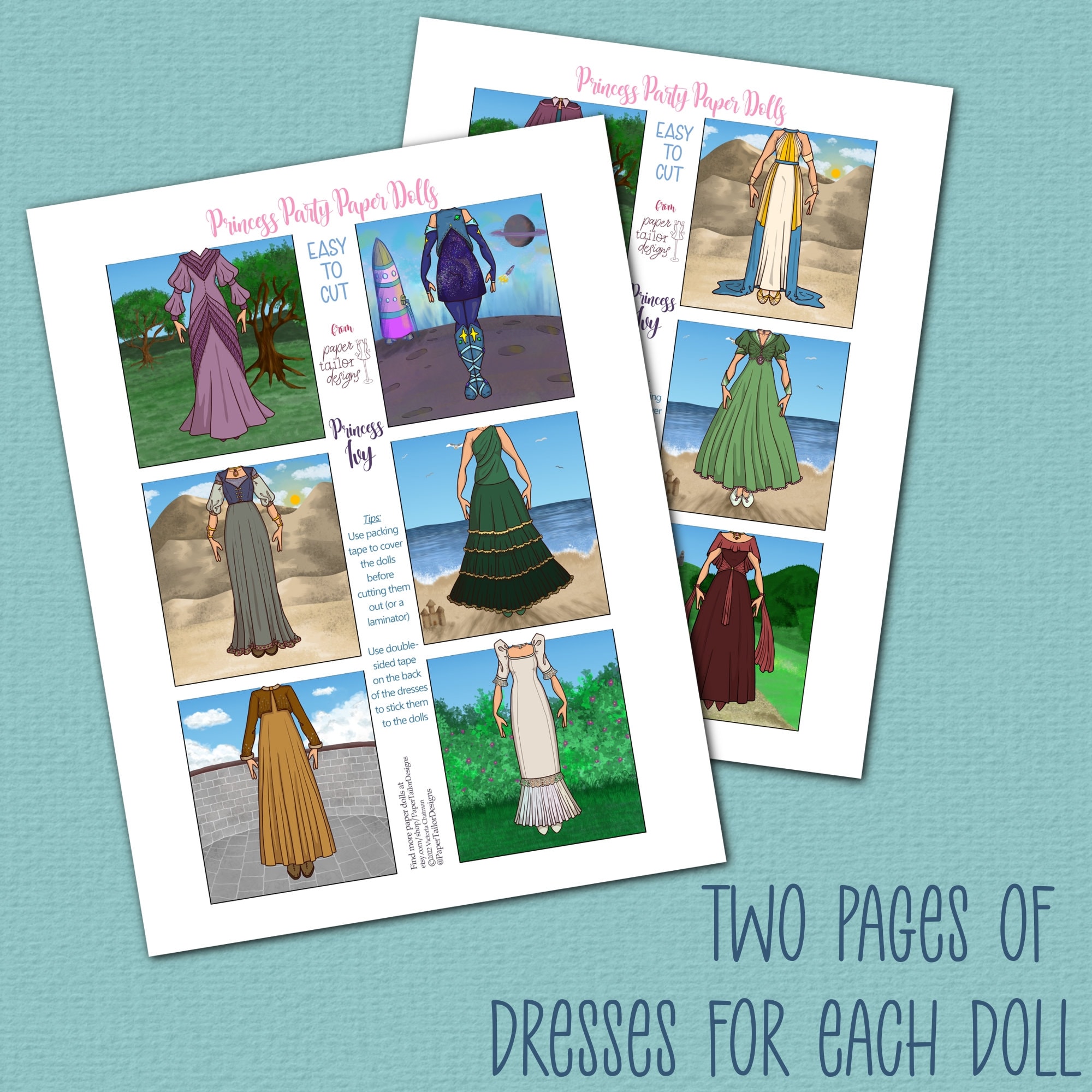 Princess Paper Dolls - Printable Easy Cut Paper Dolls - Etsy