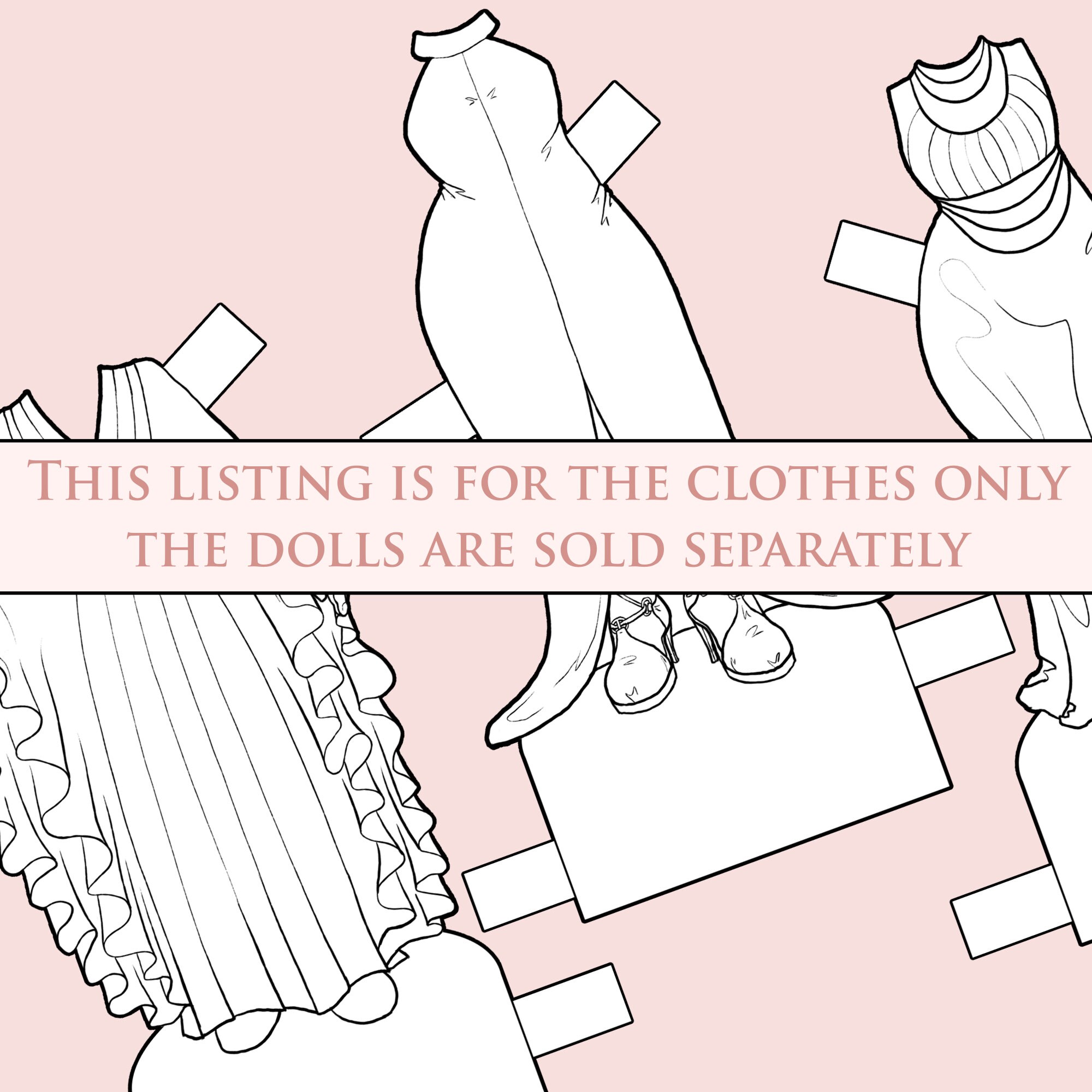 Paper Doll Clothes Printable Coloring Page With Outfits - Etsy
