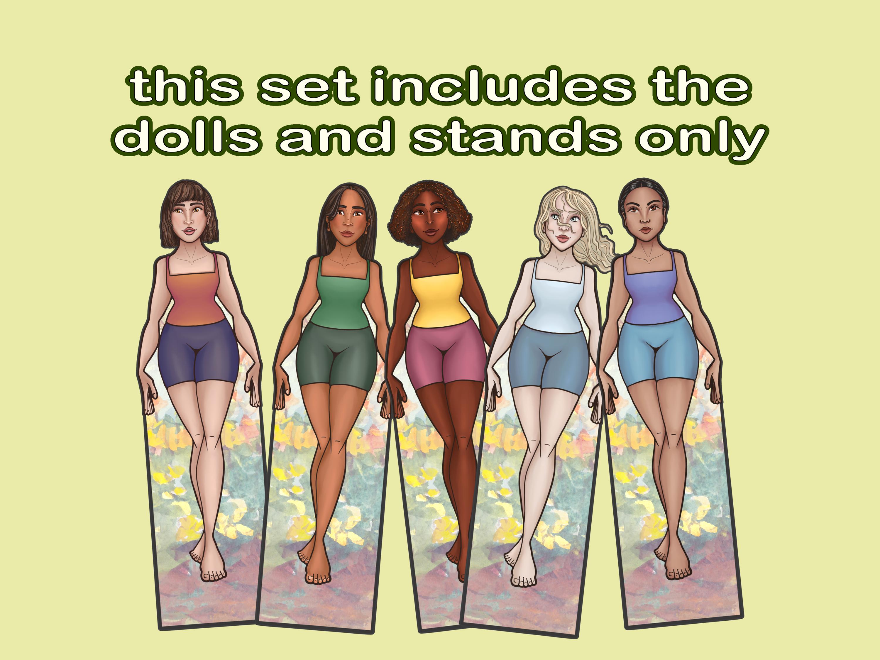 Printable Paper Doll: Five Doll Set, Modern Paper Dolls - Etsy
