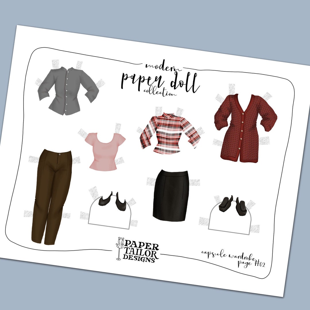 Paper Doll Capsule Wardrobe - Full Color Modern Outfits - Digital ...
