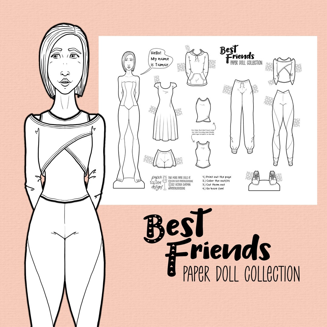 Tamar the Paper Doll - Coloring Page With Outfits - Digital Download ...