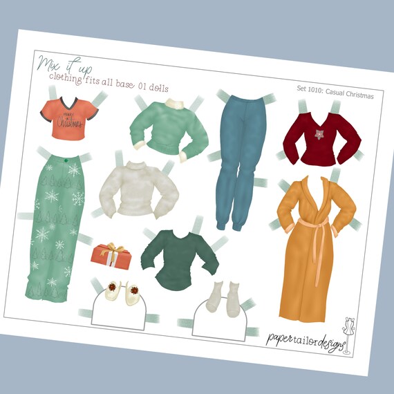 Casual Christmas Paper Doll Clothes Printable Full Color - Etsy