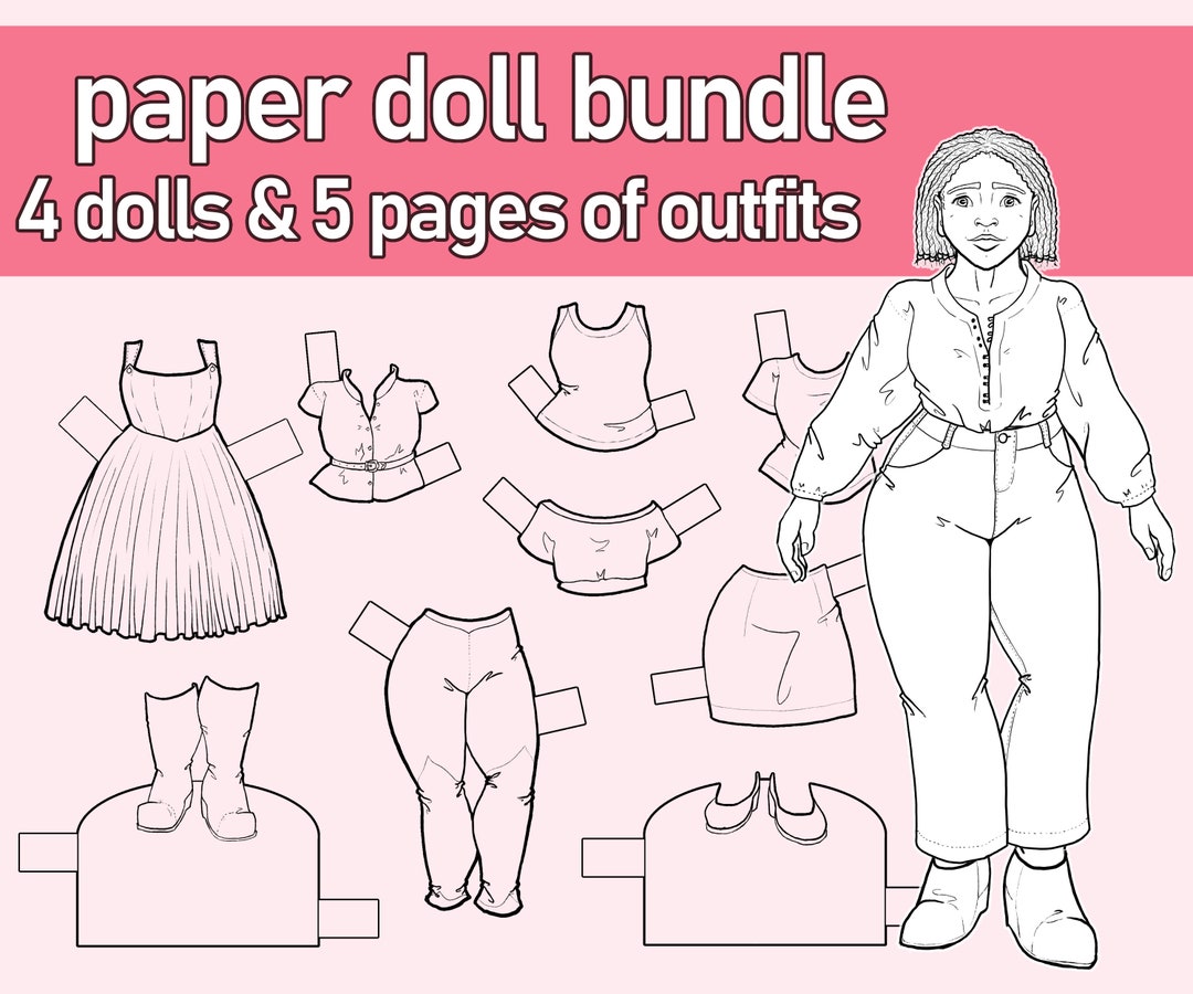 Minerva Collection Paper Doll Bundle - 4 Dolls 5 Outfit Pages - Digital ...