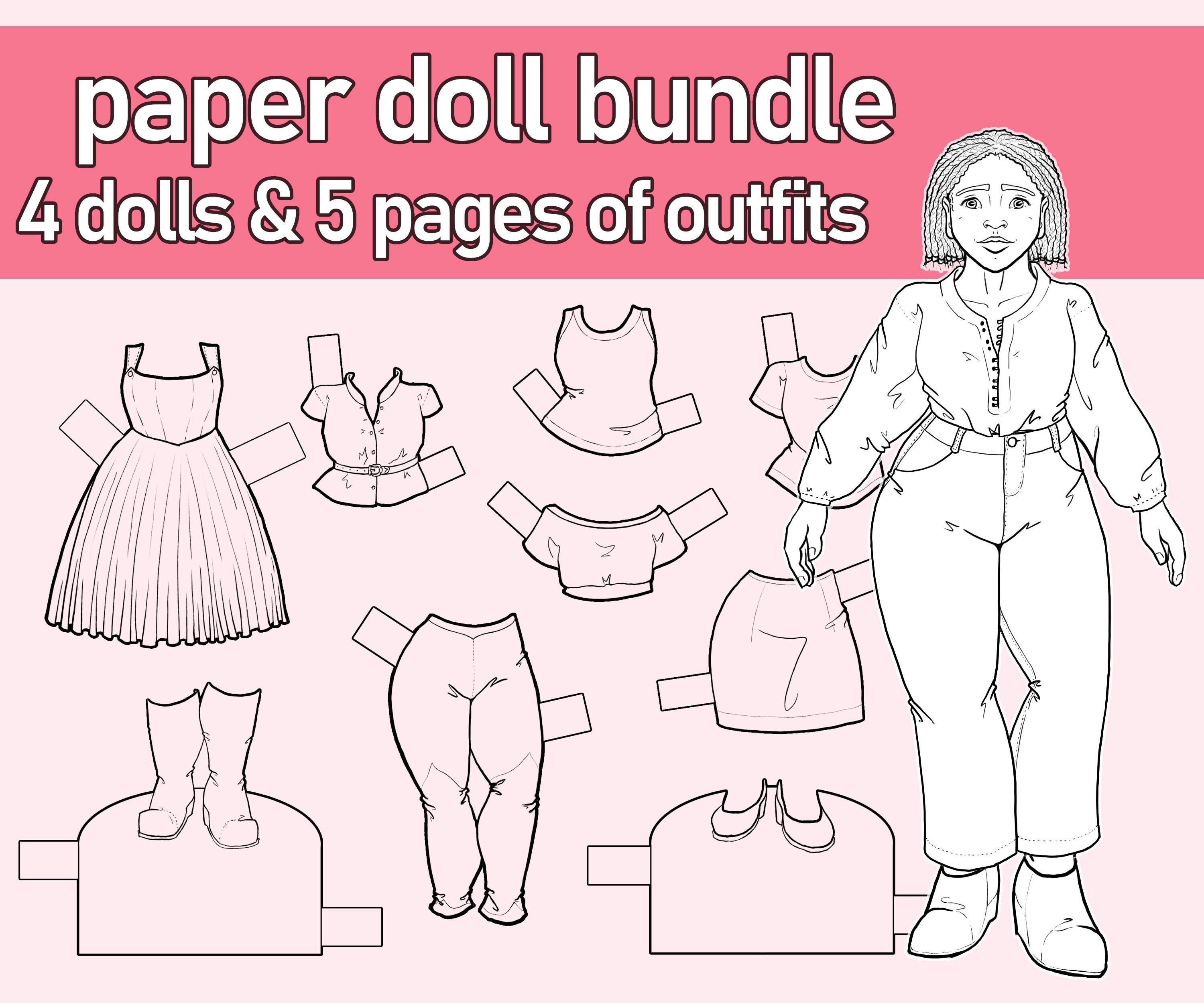 Minerva Collection Paper Doll Bundle - 4 Dolls 5 Outfit Pages - Digital ...