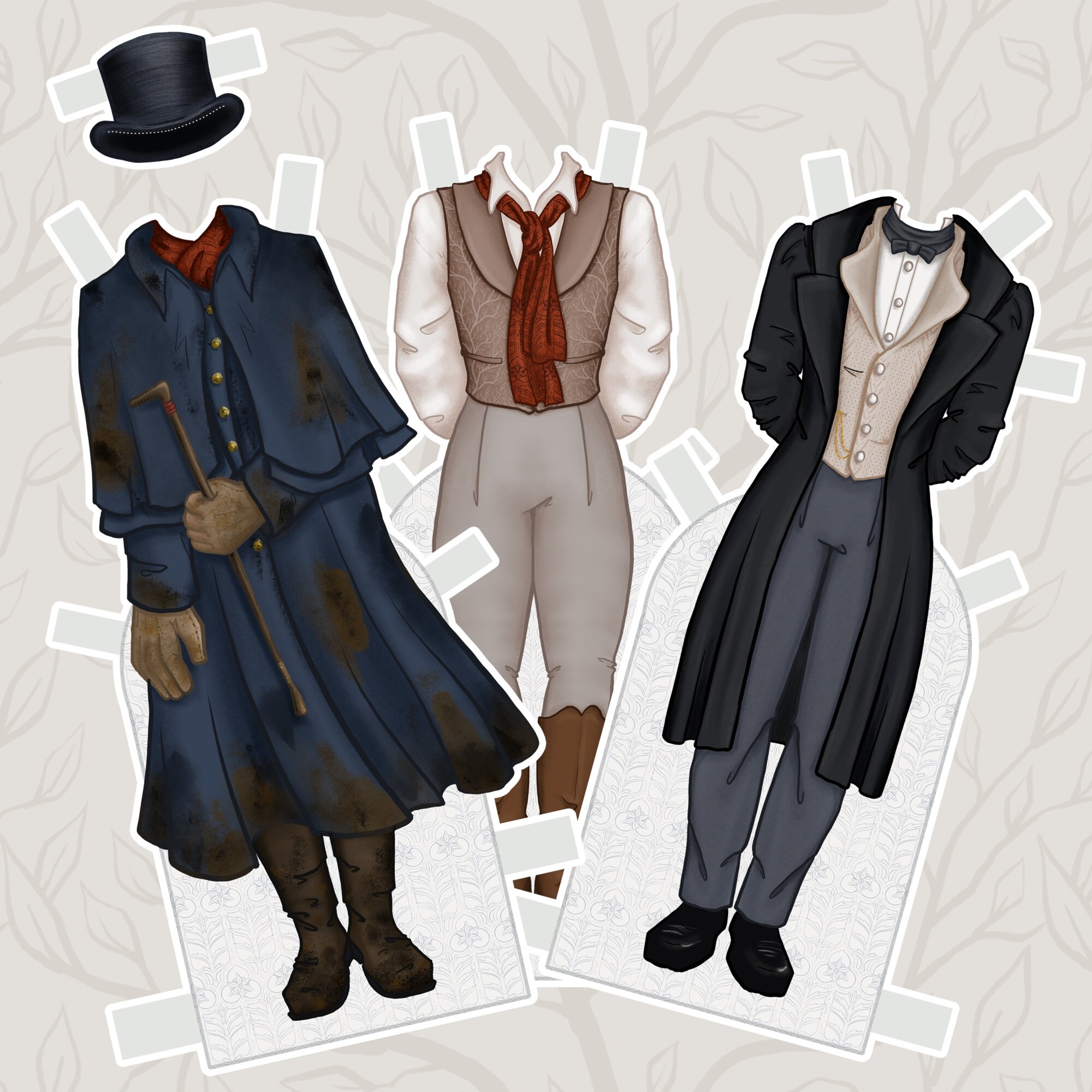 Jane Eyre and Edward Rochester Paper Doll Printable 1840 Fashion Full ...