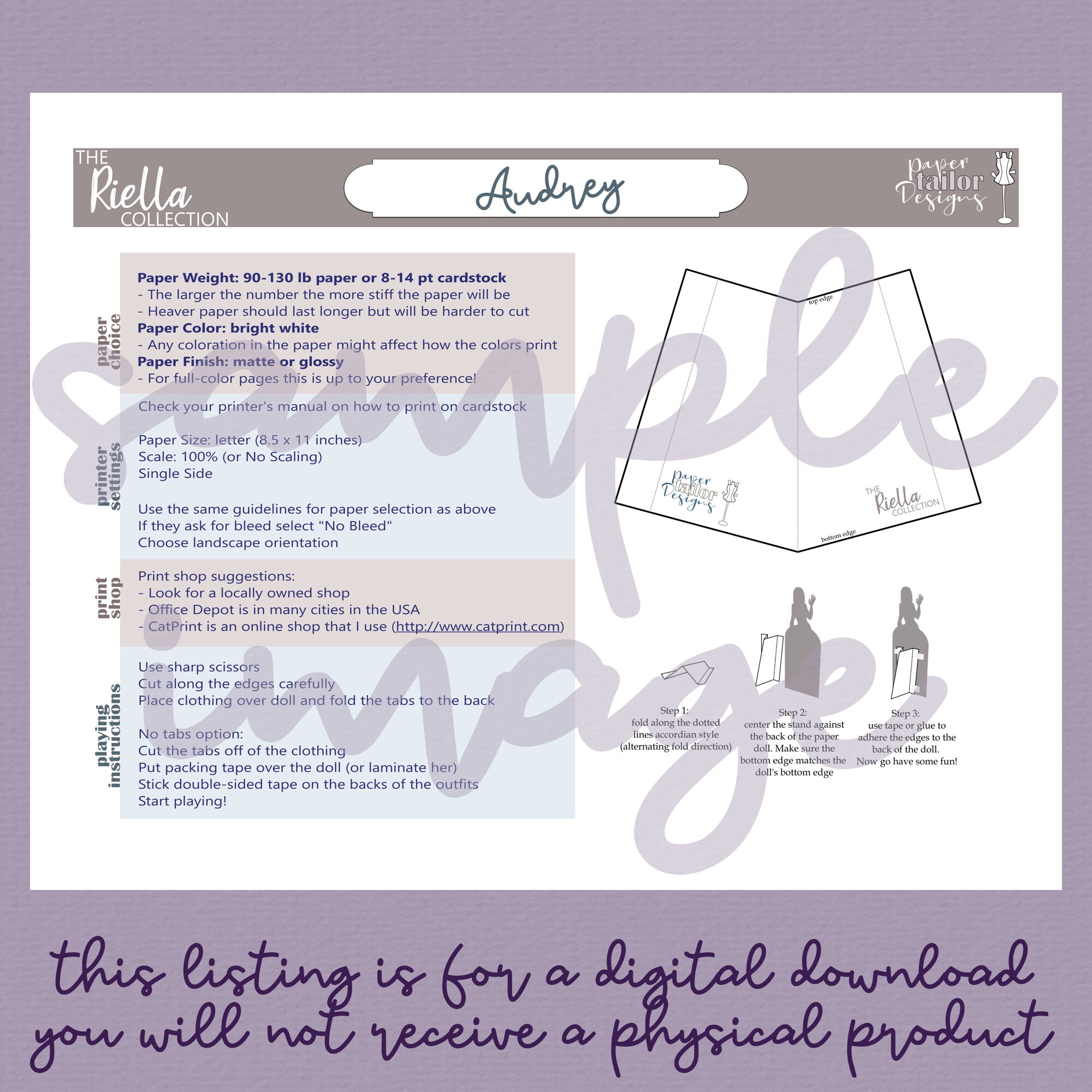 Audrey the Paper Doll - Full Color With Outfits - Digital Download Kids ...