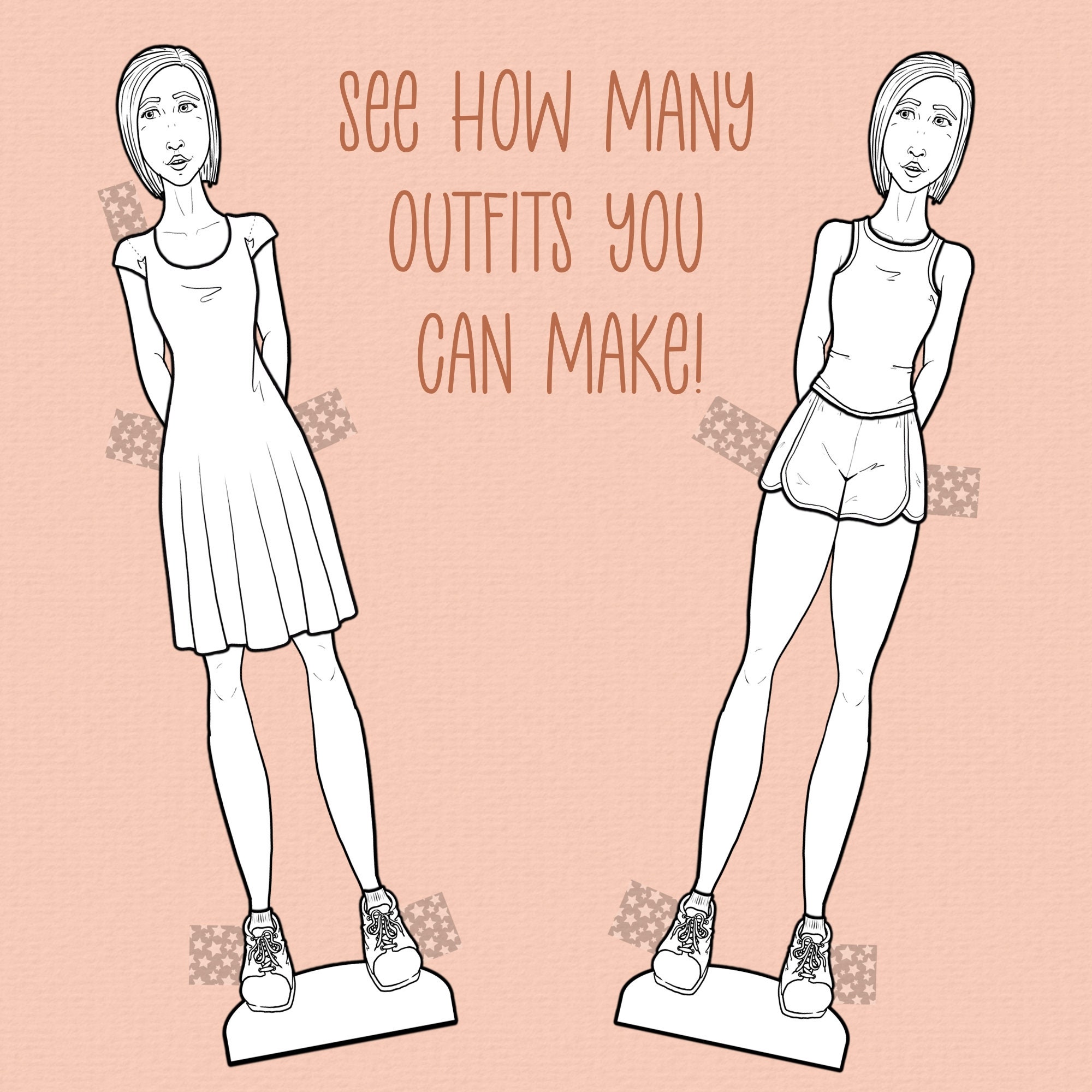 Tamar the Paper Doll - Coloring Page With Outfits - Digital Download ...