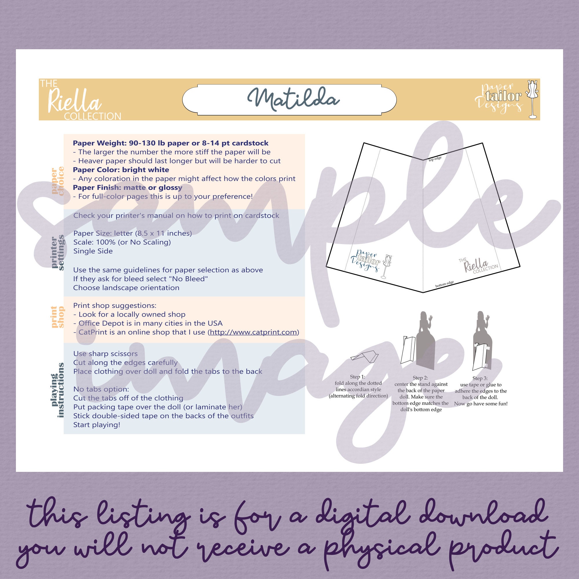 Matilda the Paper Doll - Full Color With Outfits - Digital Download ...